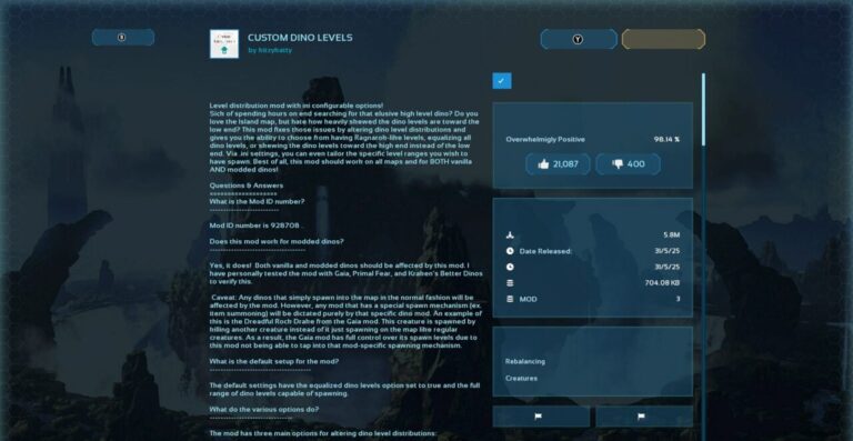 【ARK／ASAオススメMOD】レベル150の野生生物を湧きやすくするレベル分布調整MOD紹介「Custom Dino Levels」設定 ...