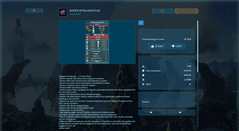 【ARK／ASAオススメMOD】使いやすい万能望遠鏡MOD「Super Spyglass Plus」紹介(最低限の縛り設定も)【ARK ...